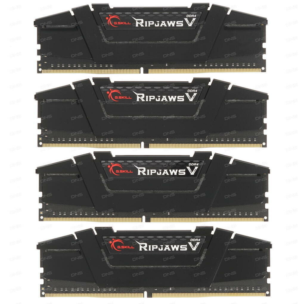 Оперативная память G.Skill RIPJAWS V (F4-3200C16Q-32GVKB) DIMM DDR4 32ГБ - DDR4, 8ГБх4 шт, 3200 МГц, 16-18-18-38