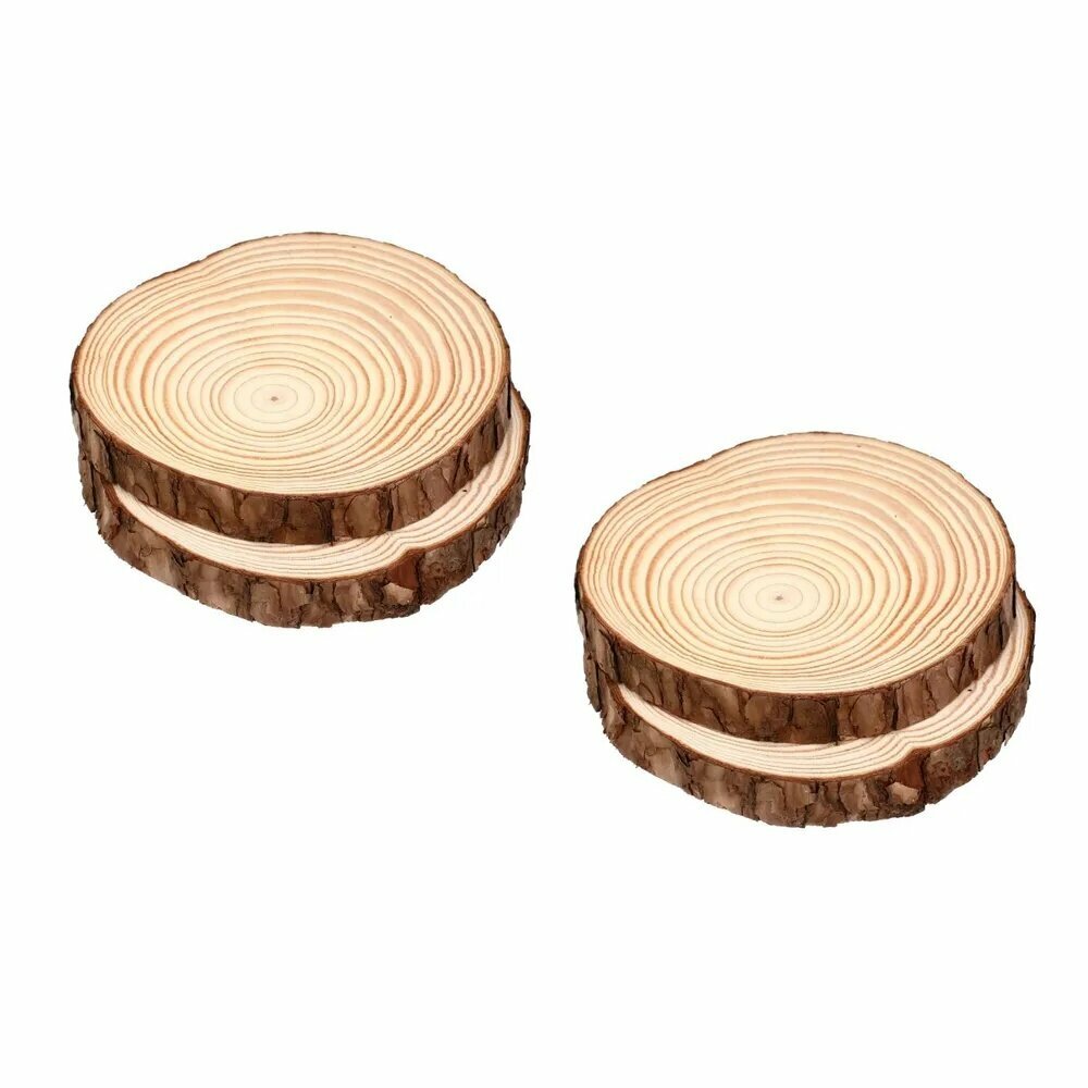 Набор из 4 необработанных деревянных спилов из сосны для творчества и декора