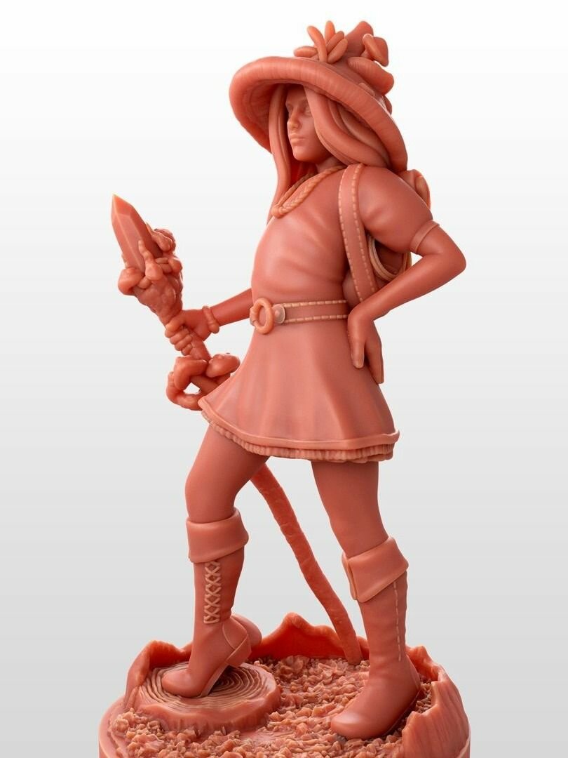 Фэнтези миниатюра друид (грибная волшебница) игровая фигурка для раскрашивания (высота 45мм) база 26мм