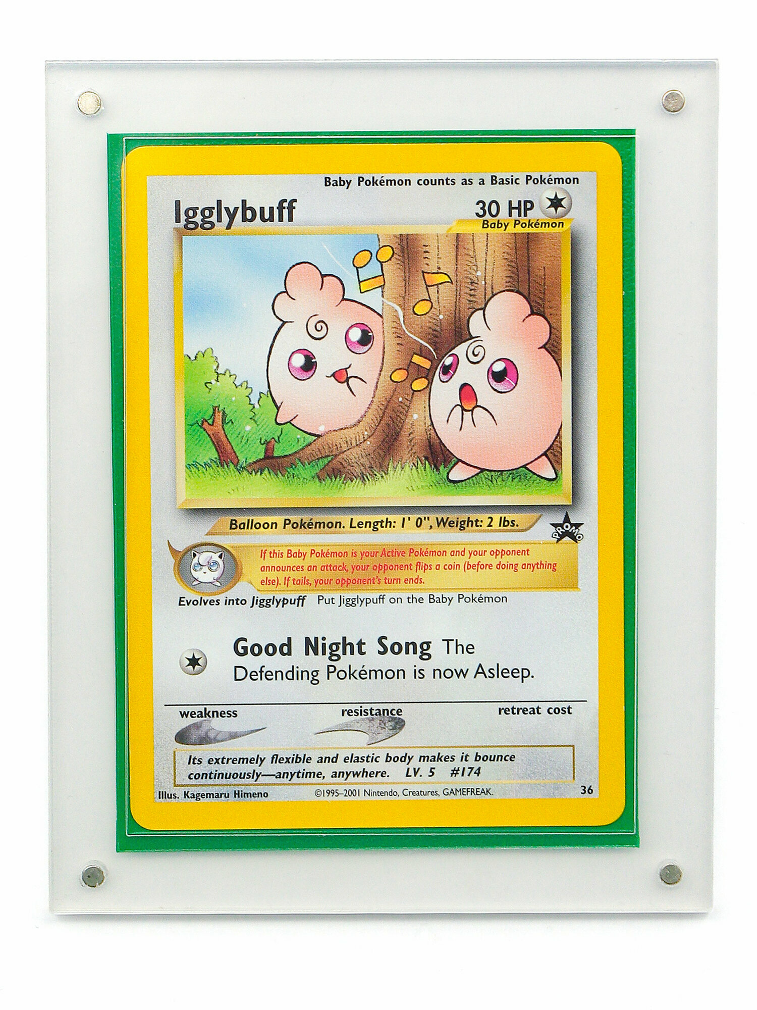 Покемон карты коллекционные: Промо-карта Pokemon Igglybuff #36 в акриловой рамке