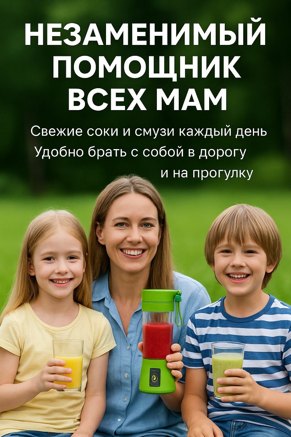 Мини-блендер Andowl компактный аккумуляторный блендер для фрешей и смузи