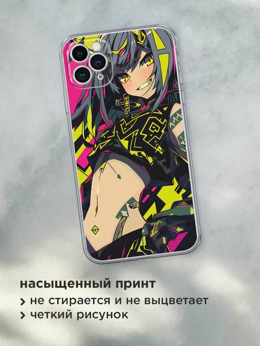 Чехол на Apple iPhone 11 Pro / Айфон 11 Про с принтом "Девушка в кибер костюме" — фото 1