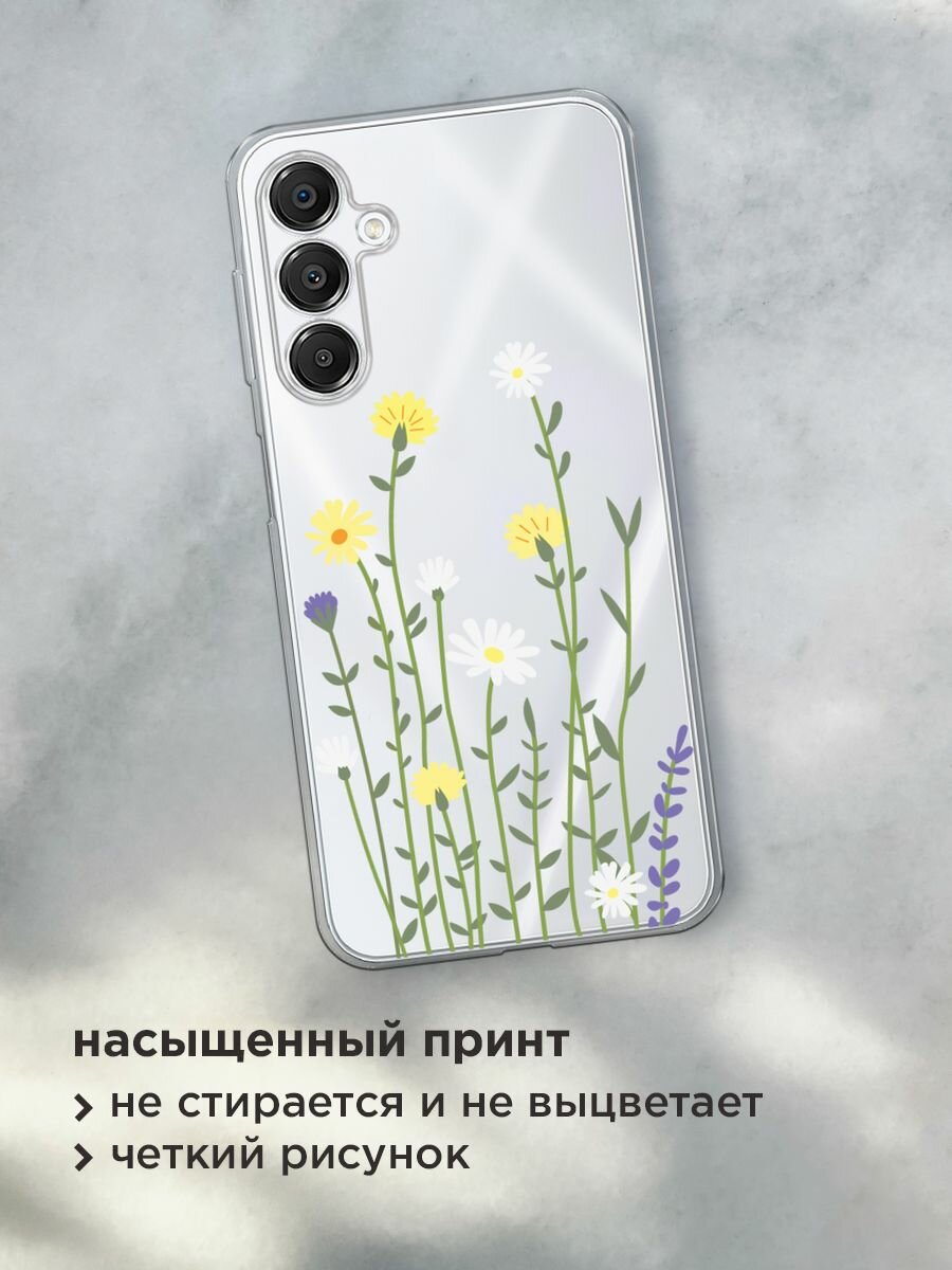 Чехол на Samsung Galaxy A16 / Самсунг А16 с принтом "Пучок полевых цветов", прозрачный — фото 1