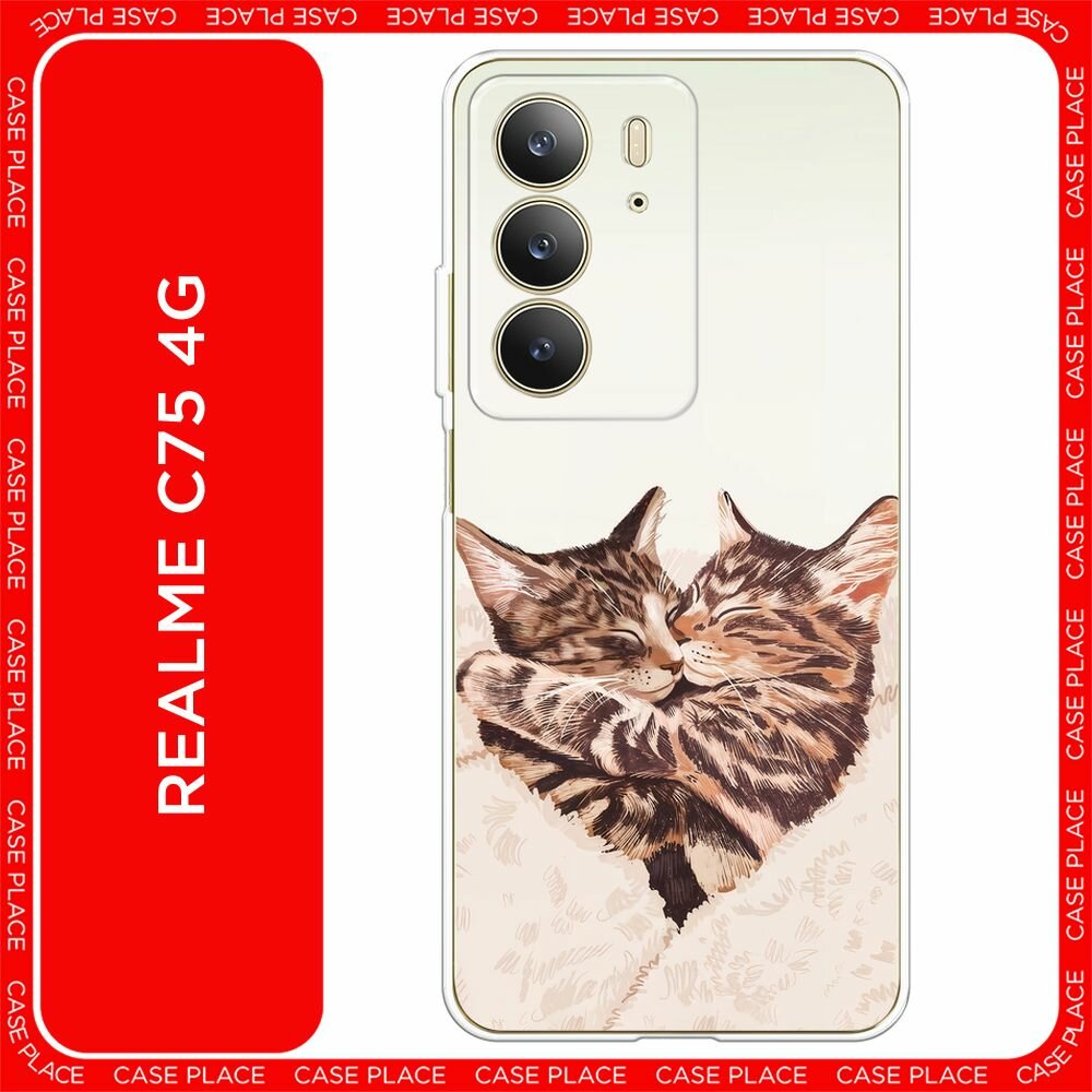 Чехол на Realme C75 4G / Реалми C75 4G с принтом "Влюбленные котейки - 14 февраля"