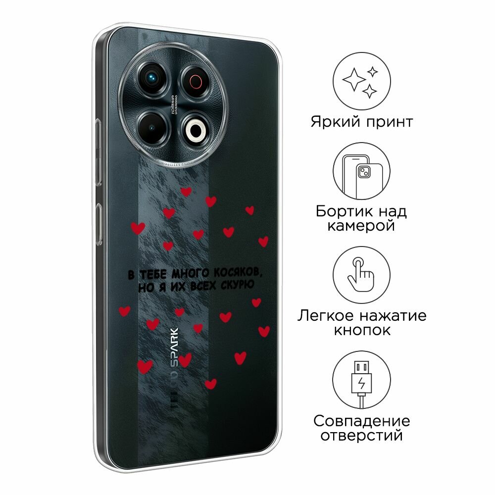 Чехол на Tecno Spark 30 Pro / Текно Спарк 30 Про с принтом "Косяки 1 - 14 февраля", прозрачный — фото 1