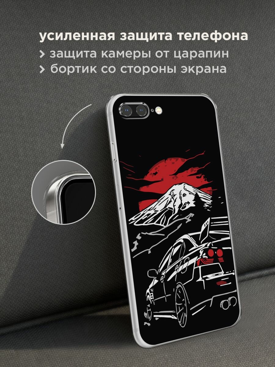 Чехол на Apple iPhone 7 Plus / Айфон 7 Плюс с принтом "Машина в горах JDM" — фото 1
