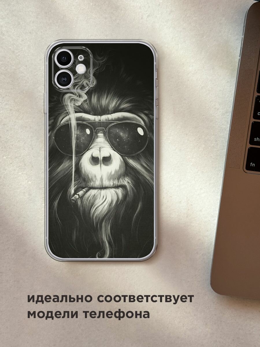 Чехол на Apple iPhone 11 / Айфон 11 с принтом "Обезьяна в очках" — фото 1