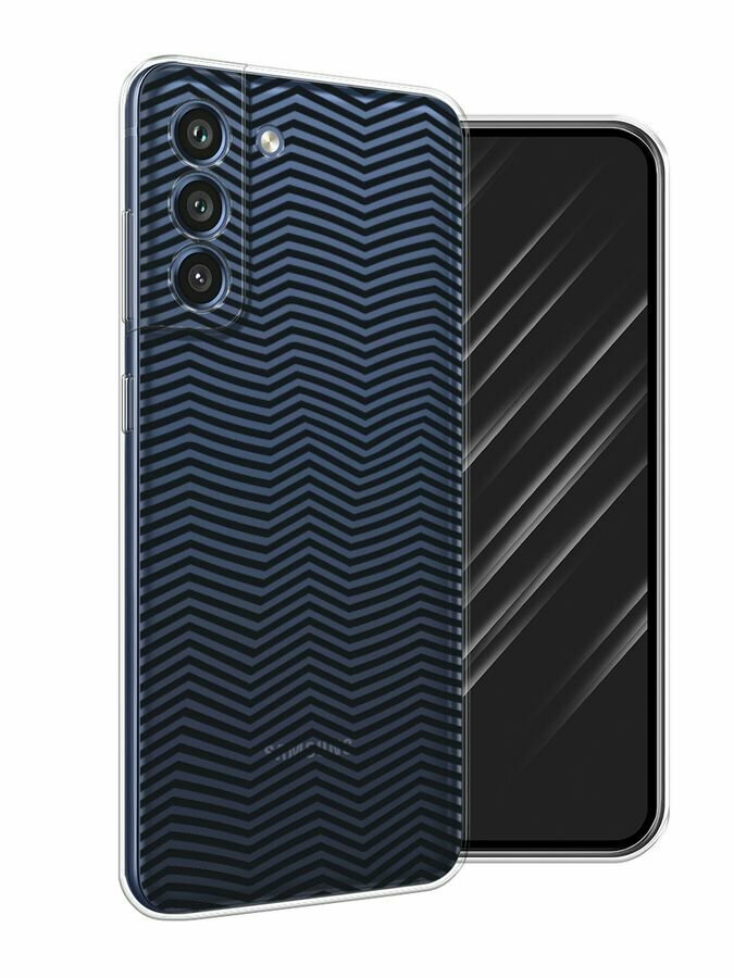 Чехол на Samsung Galaxy S21 FE 5G / Самсунг Галакси S21 FE с принтом "Зрительный обман черный", прозрачный