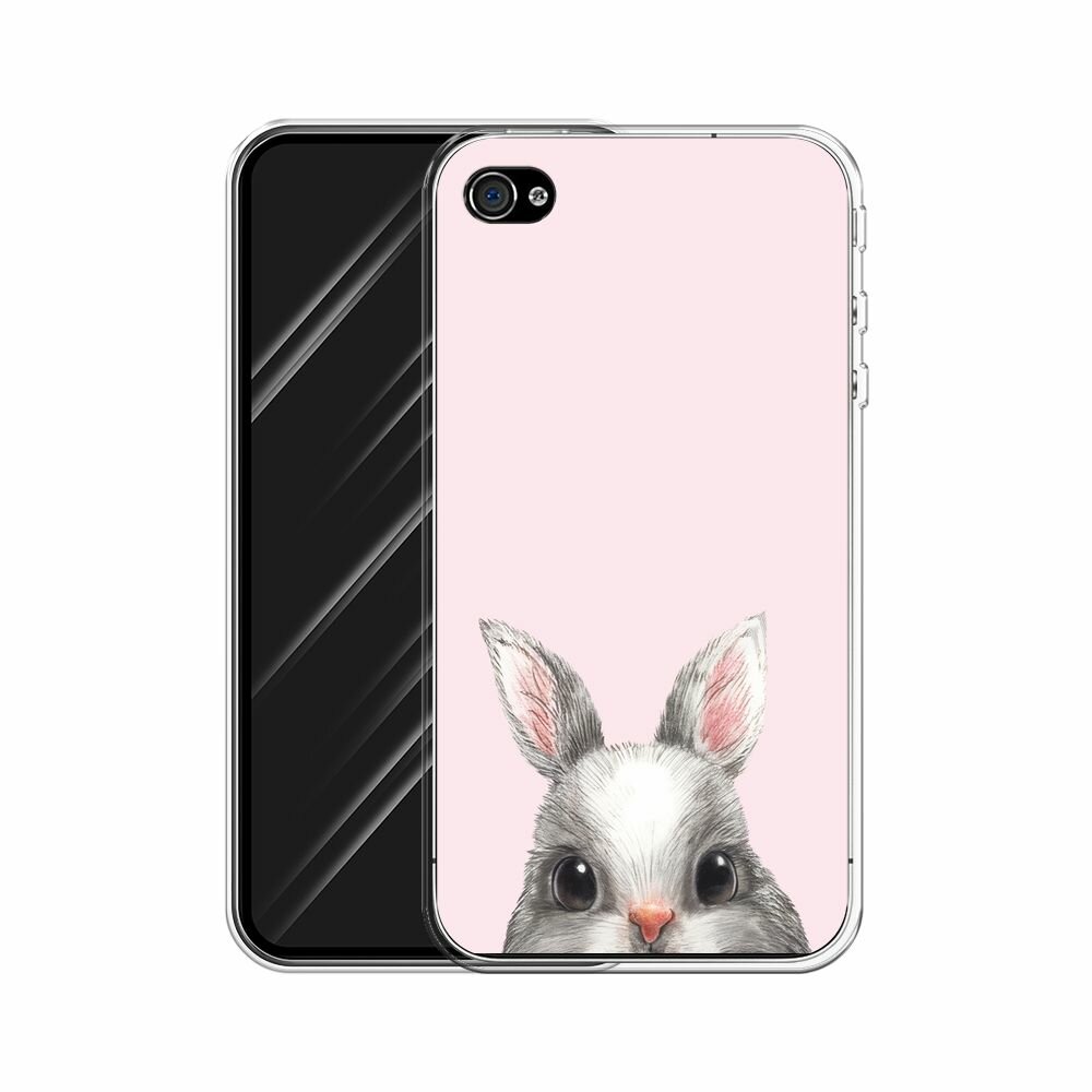 Чехол на Apple iPhone 4/4S / Айфон 4/4S с принтом "Карандашный кролик 1 - 8 марта" — фото 1