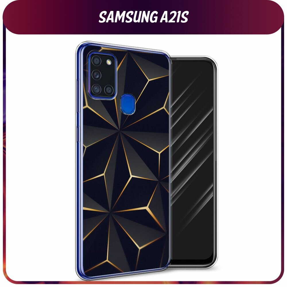 Чехол на Samsung Galaxy A21s / Самсунг Галакси A21s с принтом "Черные полигоны"