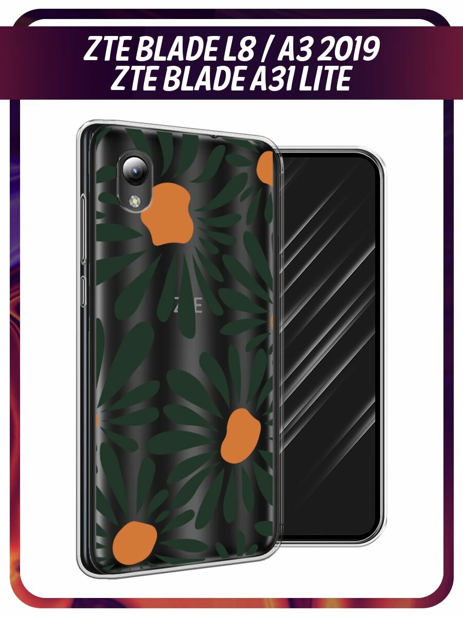 Чехол на ZTE Blade L8/A3 (2019)/A31 lite / ЗТЕ Блэйд L8/A3/A31 Лайт с принтом "Летние цветы рисунок", прозрачный