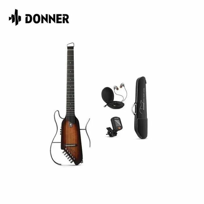 Donner HUSH-I для путешествий, портативная сверхлегкая и бесшумная безголовая электроакустическая гитара, кленовый корпус