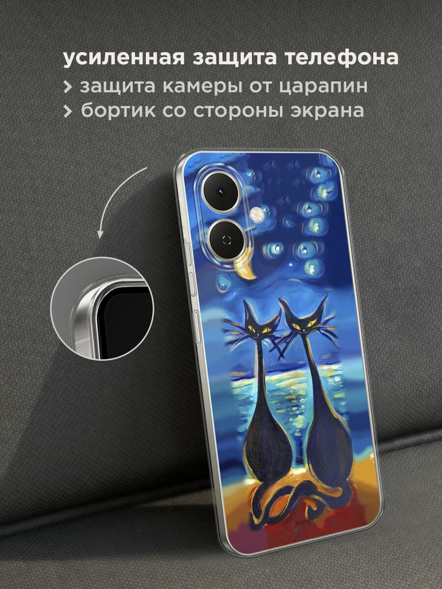 Чехол на Tecno Spark Go 2 / Текно Спарк Го 2 с принтом "Влюбленные котики 7" — фото 1