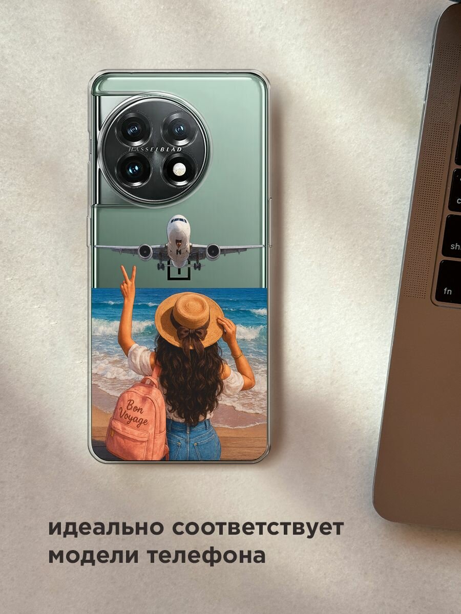 Чехол на OnePlus 11 / Ван Плас 11 с принтом "Bon Voyage", прозрачный — фото 1