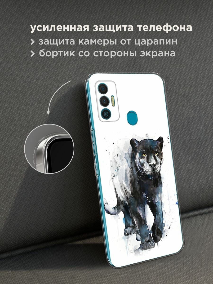 Чехол на Tecno Spark 7 / Техно Спарк 7 с принтом "Пантера арт 3" — фото 1