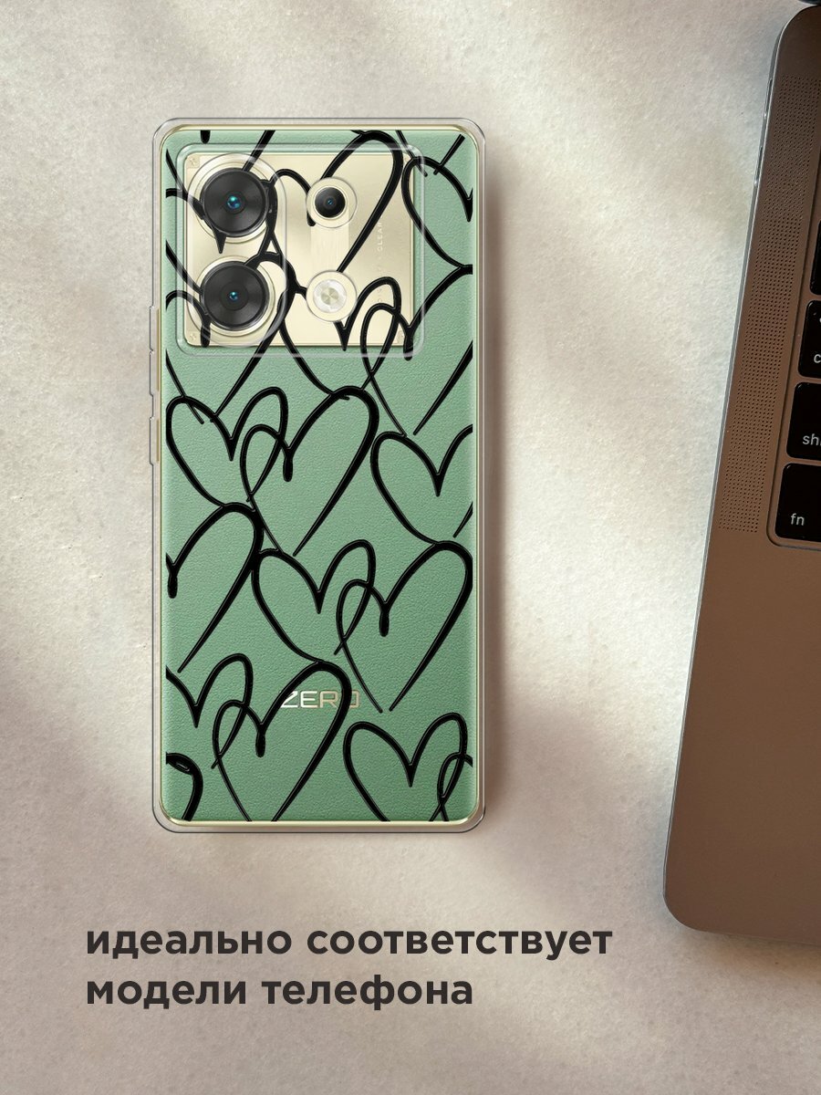 Чехол на Infinix Zero 30 5G / Инфиникс Зеро 30 5G с принтом "Hearts doodle black 1" — фото 1