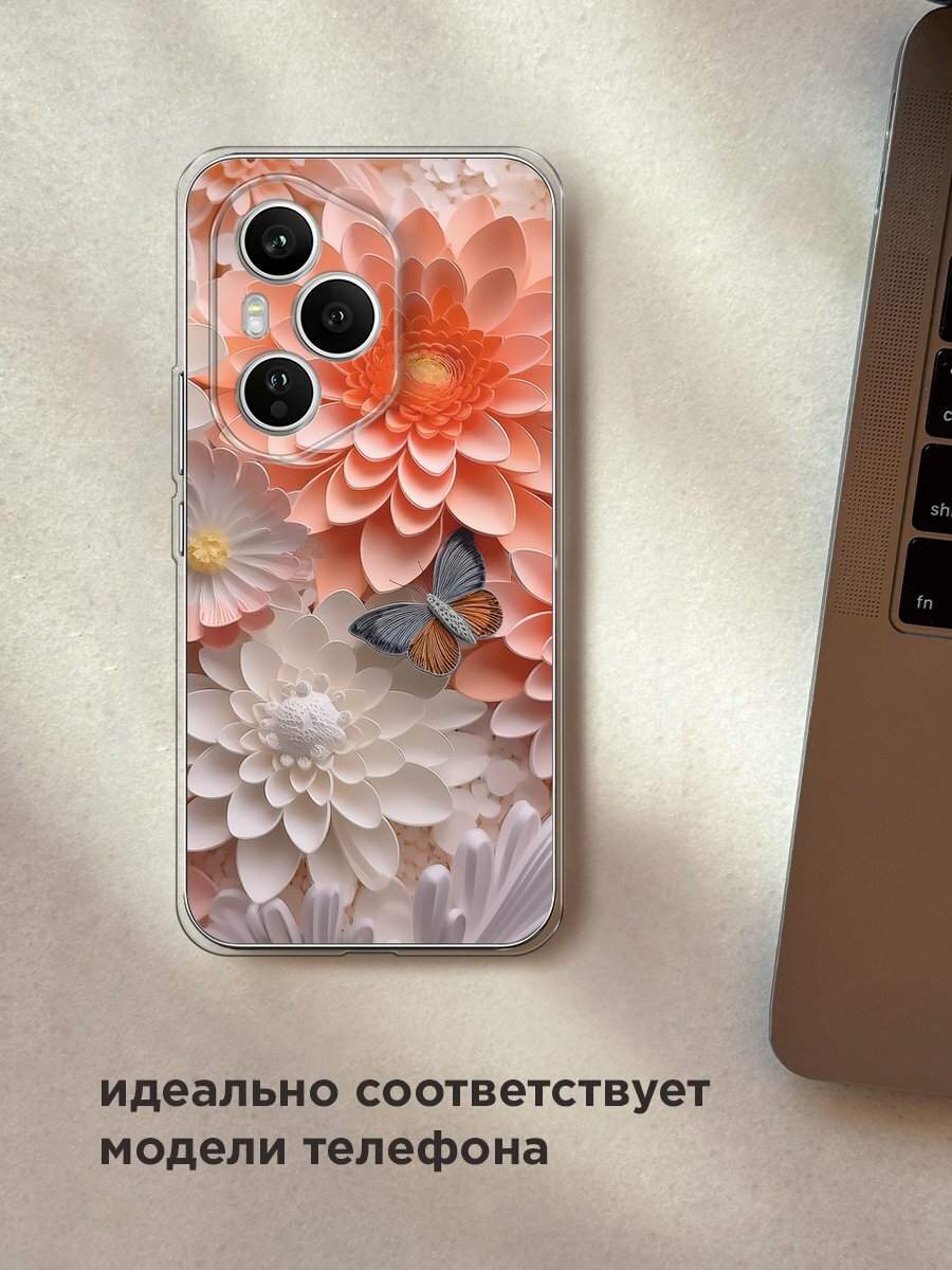 Чехол на Honor 400 Pro / Хонор 400 Про с принтом "Бумажные цветы" — фото 1