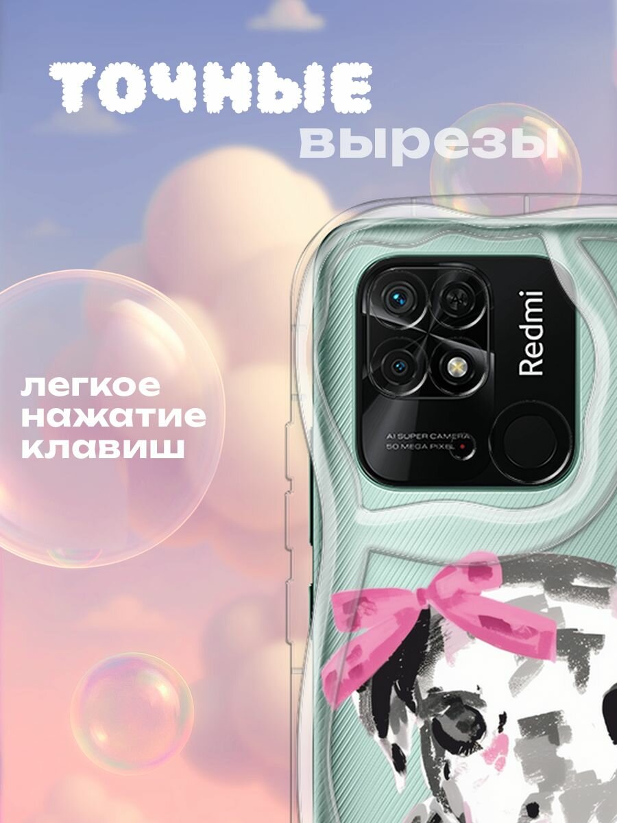Чехол на Xiaomi Redmi 10C / Редми 10С с принтом "Далматинец с бантиком 3" — фото 1
