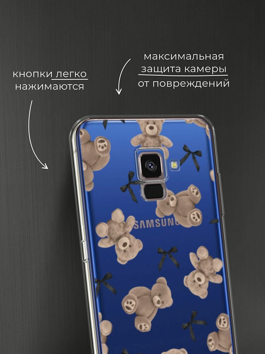 Чехол на Samsung Galaxy A8 2018 / Самсунг Галакси А8 2018 с принтом "Плюшовые мишки 2", прозрачный — фото 1