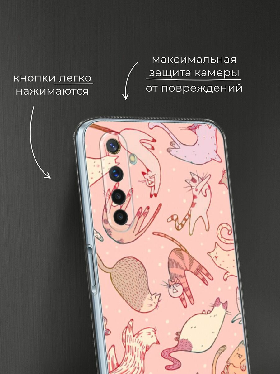 Силиконовый чехол на Realme 6 / Реалми 6 с принтом "Розовое счастье" — фото 1
