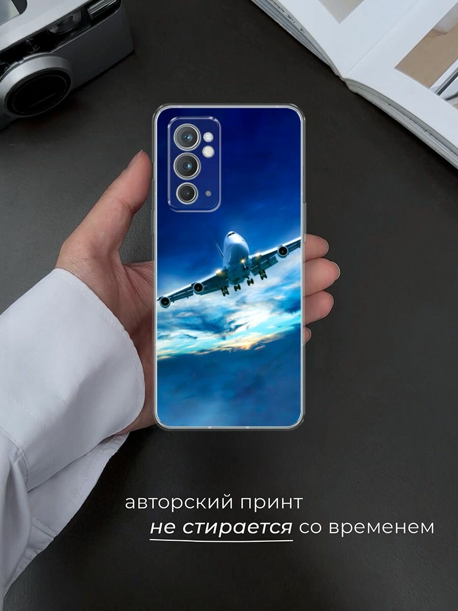 Чехол на OnePlus 9RT / ВанПлас 9RT с принтом "Самолет в небе" — фото 1