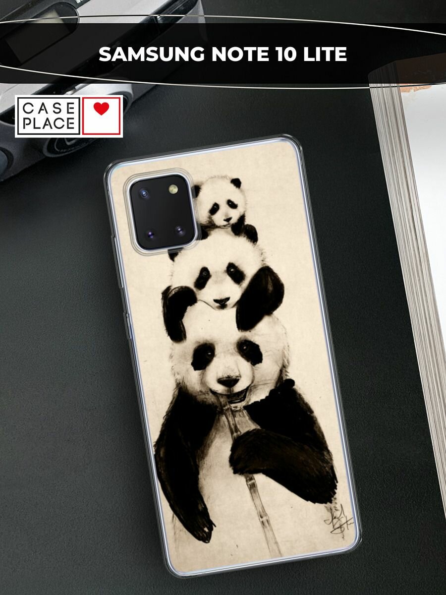 Чехол на Samsung Galaxy Note 10 Lite / Самсунг Гэлакси Нот 10 Лайт с принтом "Семейство панды"