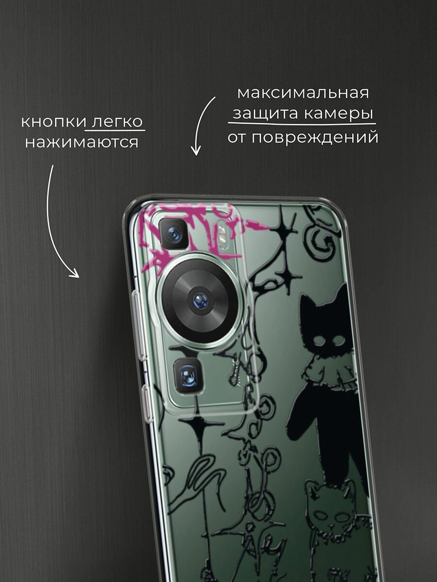 Чехол на Huawei P60/P60 Pro / Хуавей P60/P60 Про с принтом "Готические котики" — фото 1