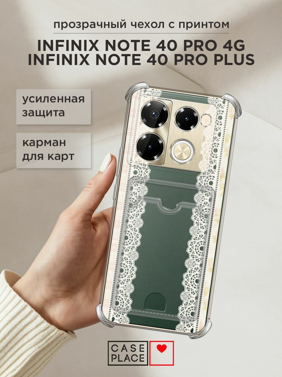 Чехол на Infinix Note 40 Pro 4G/40 Pro Plus (Инфиникс Нот 40 Про 4G/40 Про Плюс) с картой и принтом "Белая скатерть"