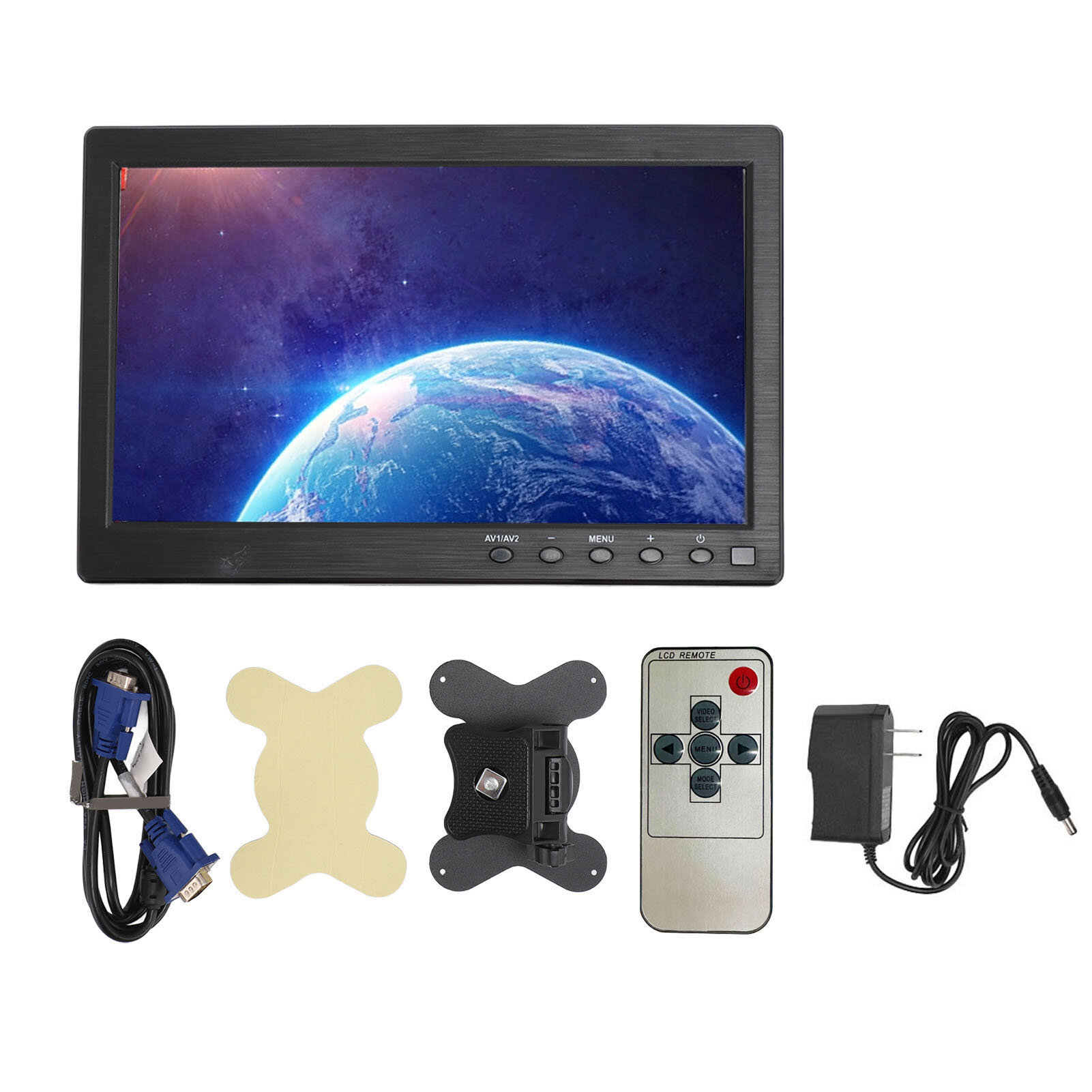 Портативный 10,1-дюймовый монитор с разрешением 1024x600, HD IPS-дисплеем, пультом дистанционного управления, встроенными динамиками, USB-портом для ПК, систем видеонаблюдения и POS-систем, вилкой стандарта США.