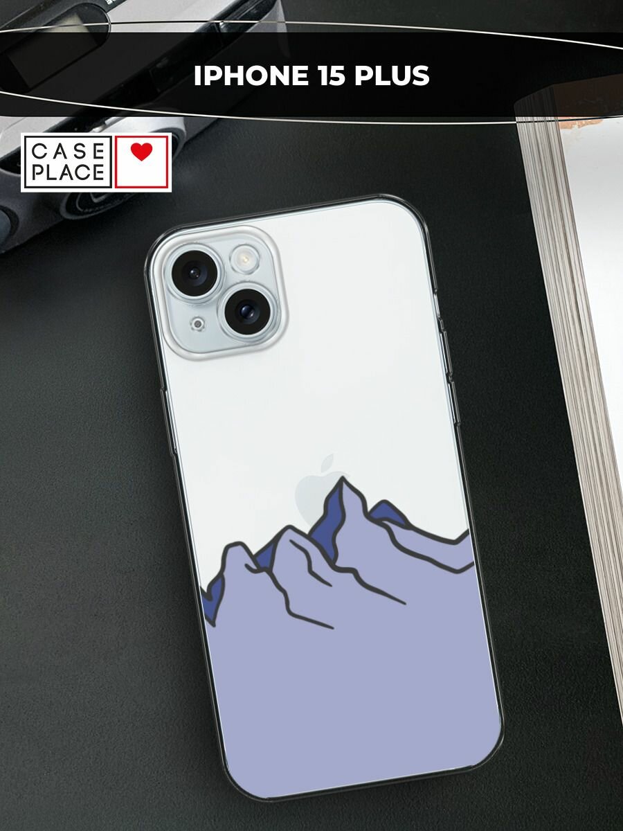 Чехол на Apple iPhone 15 Plus / Айфон 15 Плюс с принтом "Гора", прозрачный
