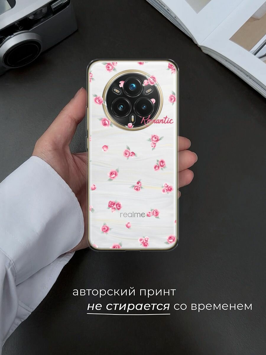 Чехол на Realme 14 Pro+ / Реалми 14 Про+ с принтом "Romantic 2", прозрачный — фото 1