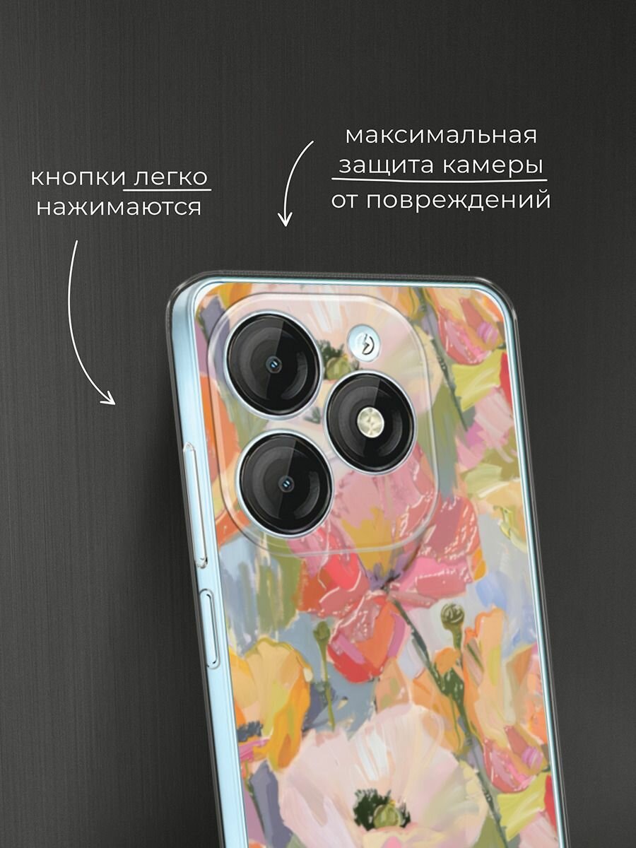 Чехол на Itel P55 / Ител Р55 с принтом "Акварельные анемоны" — фото 1