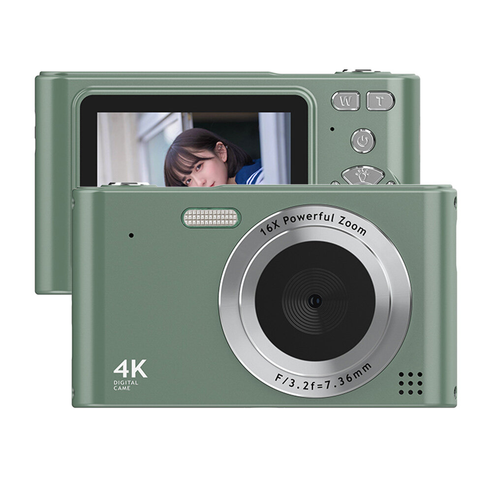 4K цифровая камера видеокамера 48MP цифровая видеокамера экран 2.4 дюйма 16X цифровой зум стабилизация изображения обнаружение лиц эффект красоты детекция движения встроенный фонарик батарея черный золото зеленый CMOS сенсор формат JPEG AVI разрешение