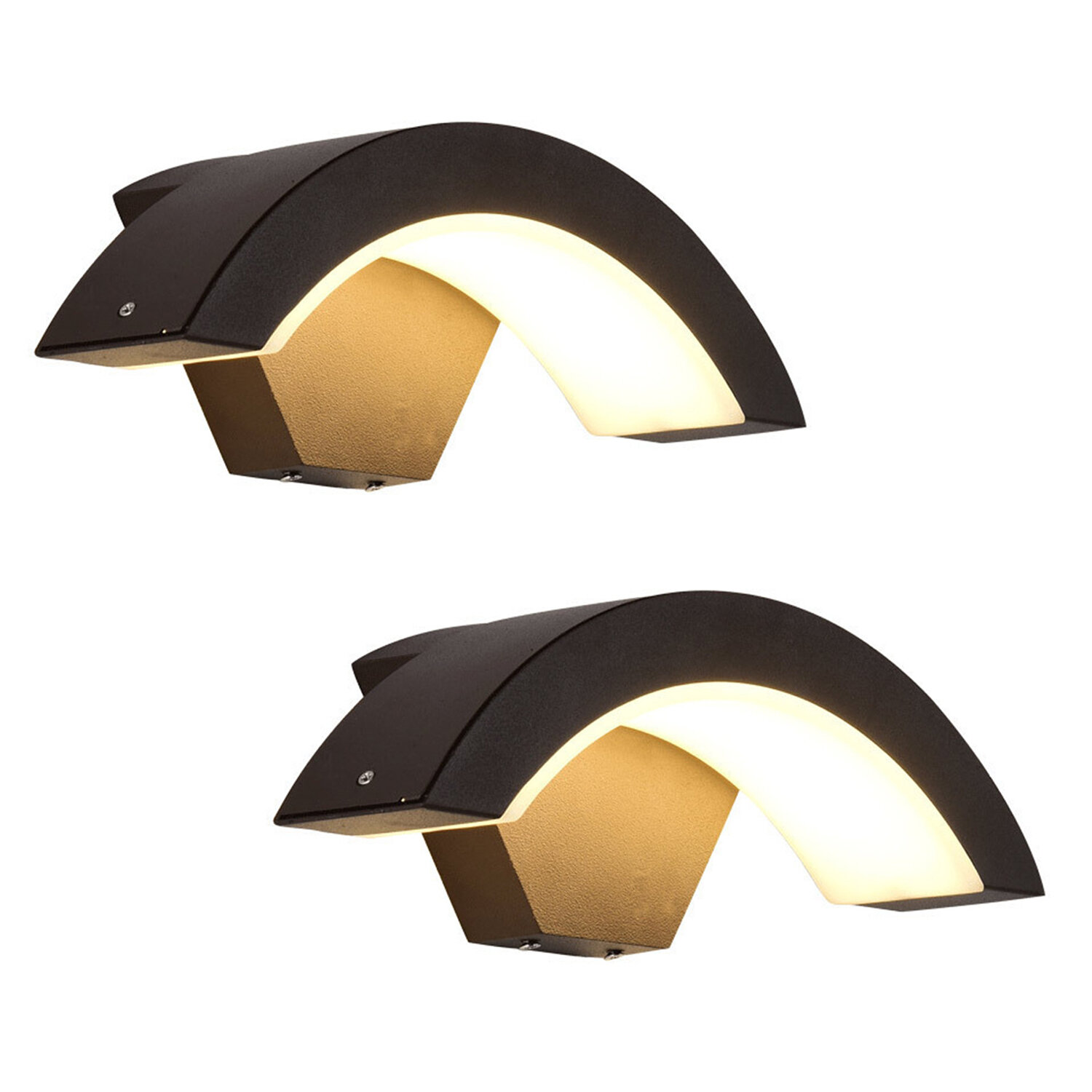 Светодиодная наружная настенная лампа 24W, IP65, водонепроницаемая для помещений и улицы, черный алюминиевый, для сада балкона входа, теплый белый 3000K, 2 штуки, размер 29×10×9см, материал алюминий акрил, световой поток 2900Лм, площадь освещения 8-16м²,