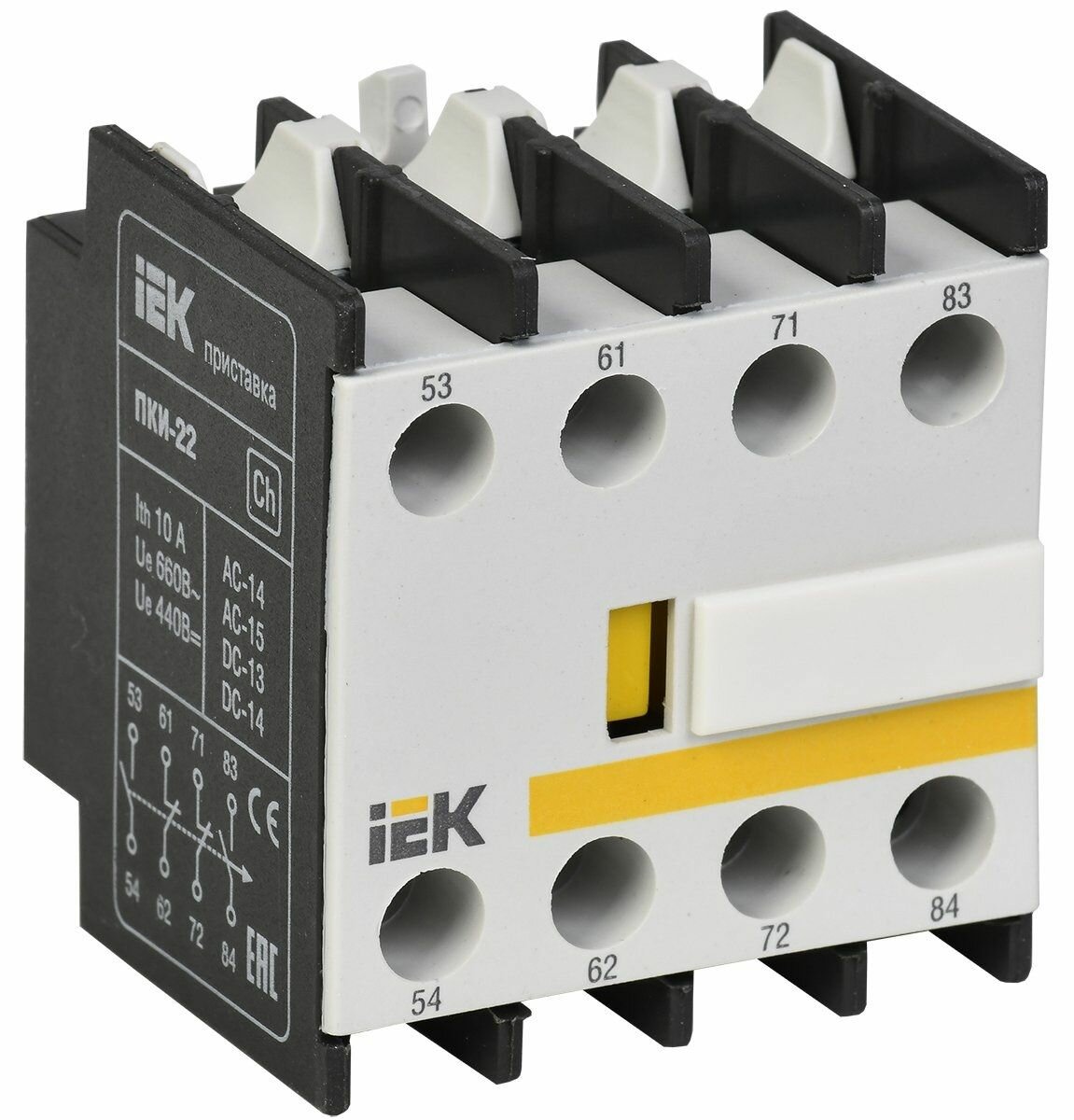 Приставка для расширения функционала контакторов IEK ПКИ-22, дополнительные, контакты, 2 замыкающих, 2 размыкающих