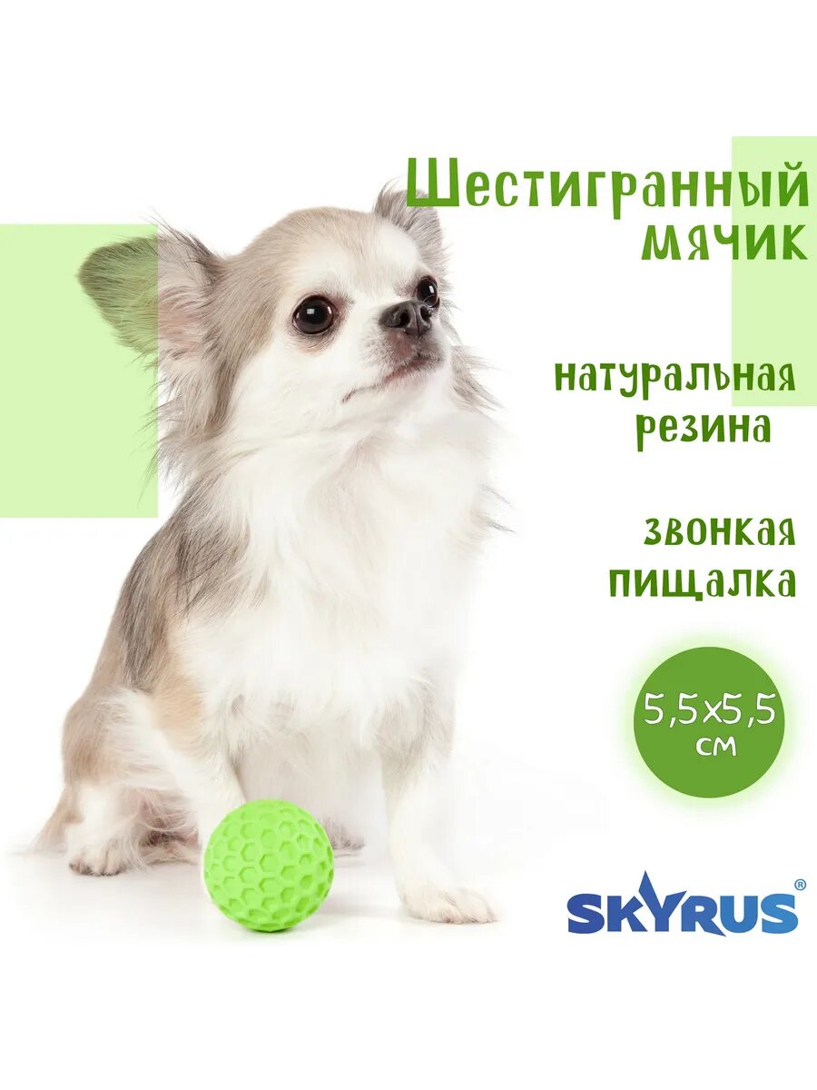 Шестигранный мячик для собак резиновый 5.5х5.5х5.5см