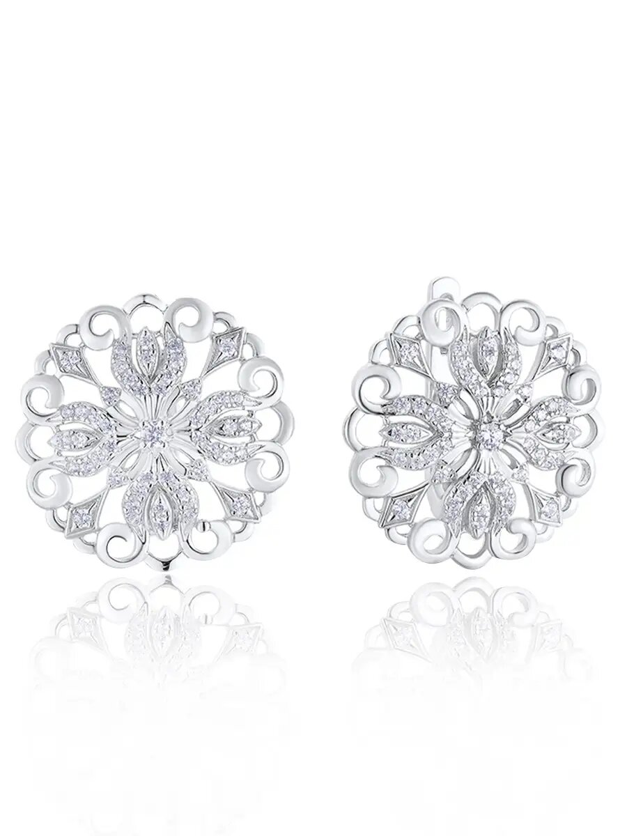 Серьги, серебро, 925 проба, фианит