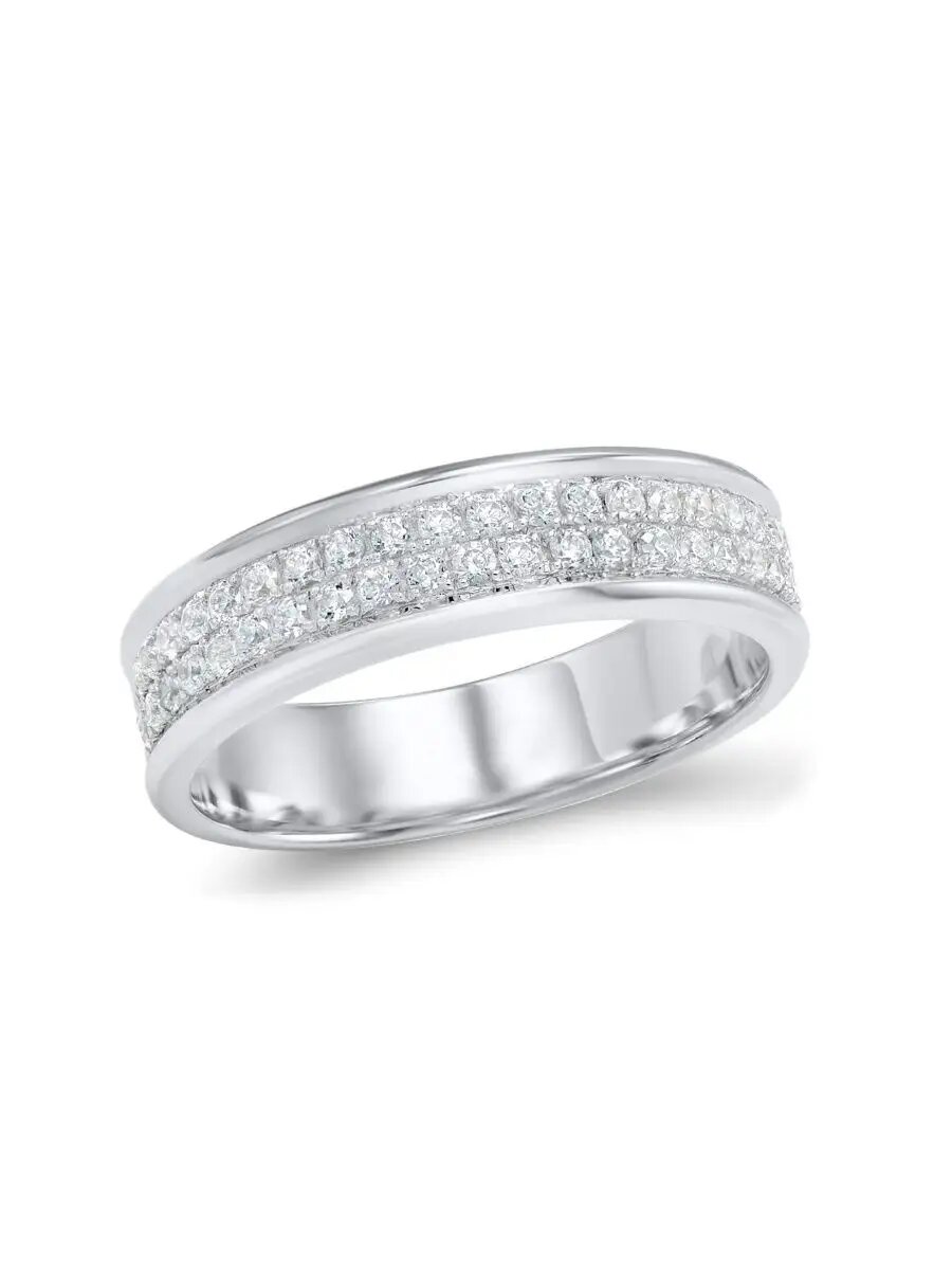 Кольцо широкое, серебро, 925 проба, фианит