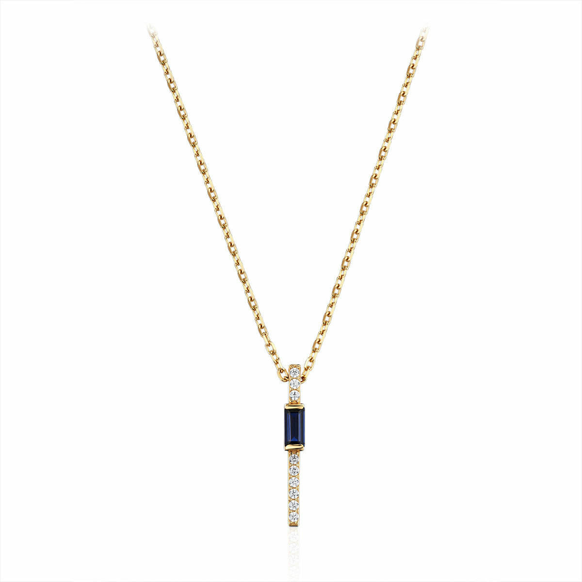 Колье, желтое золото, 585 проба, фианит, сапфир