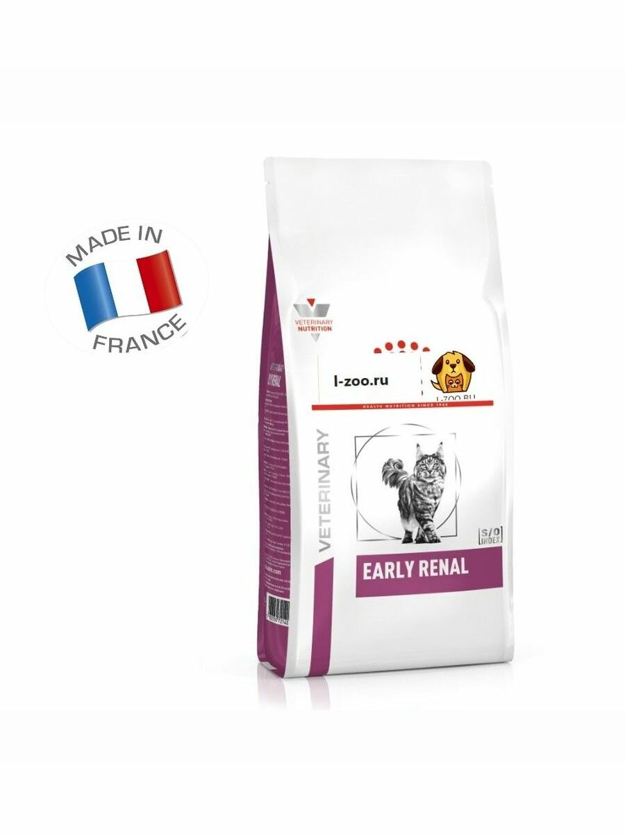 Early Renal Feline (1,5 кг). Корм сухой полнорационный диетический для взрослых кошек при ранней стадии почечной недостаточности. Ветеринарная диета.