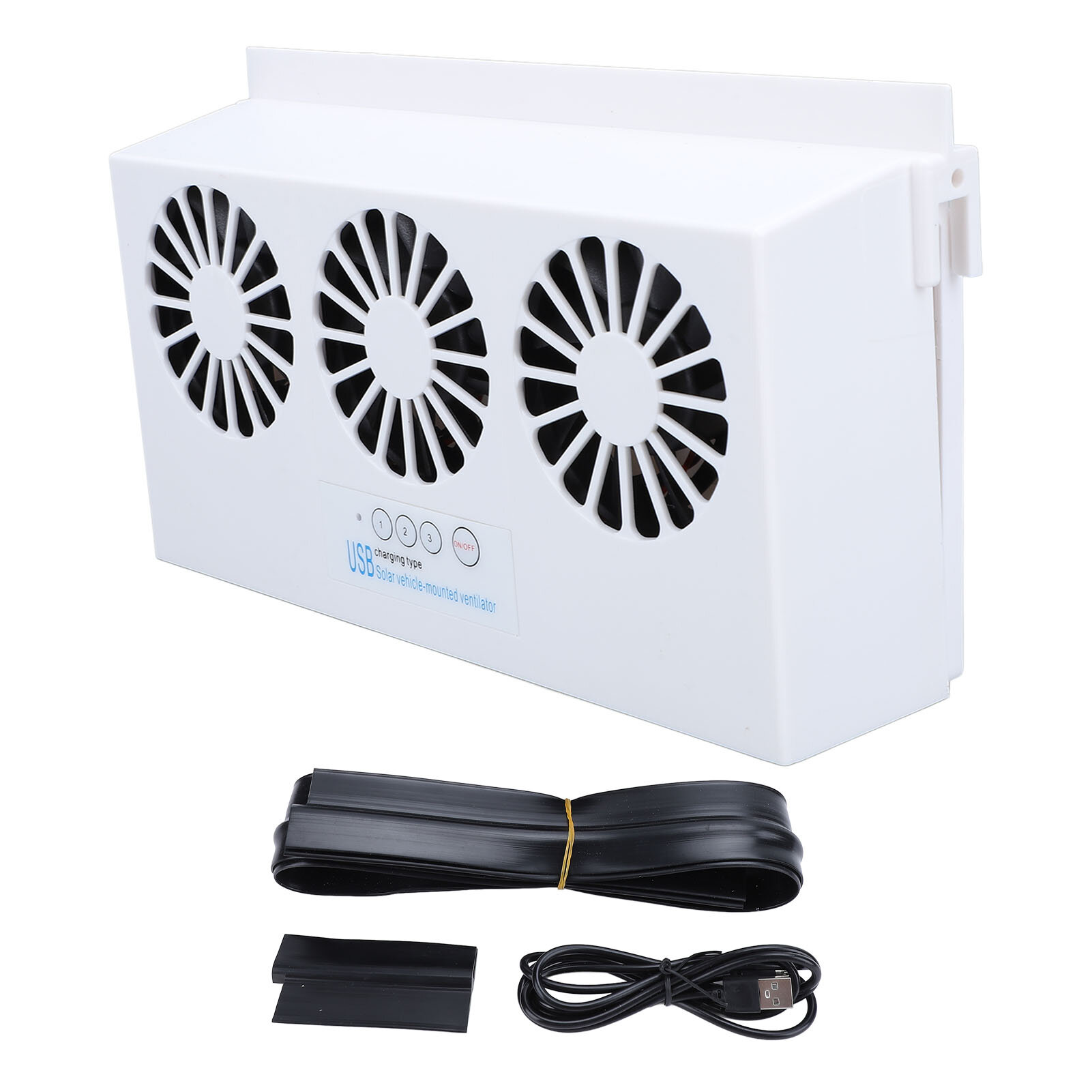 Выхлопные вентиляторы на солнечном питании 3 головы Удаление запаха Многофункциональный охлаждающий вентилятор очистителя воздуха для домашнего автомобильного офиса белый