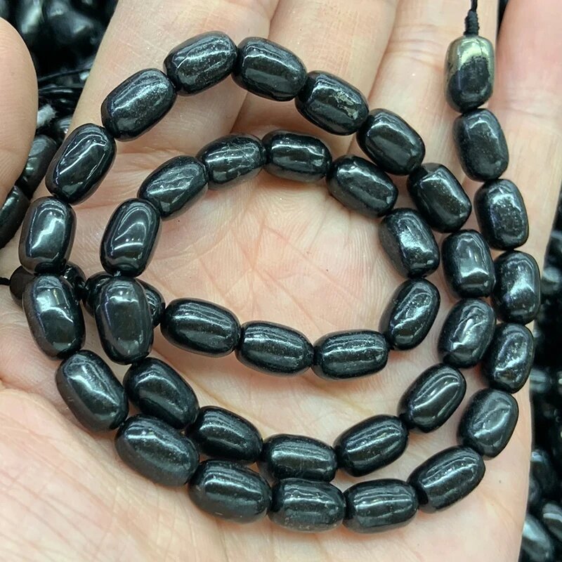 Черный шунгит бусины овальные 15" Furiosa 6x10mm