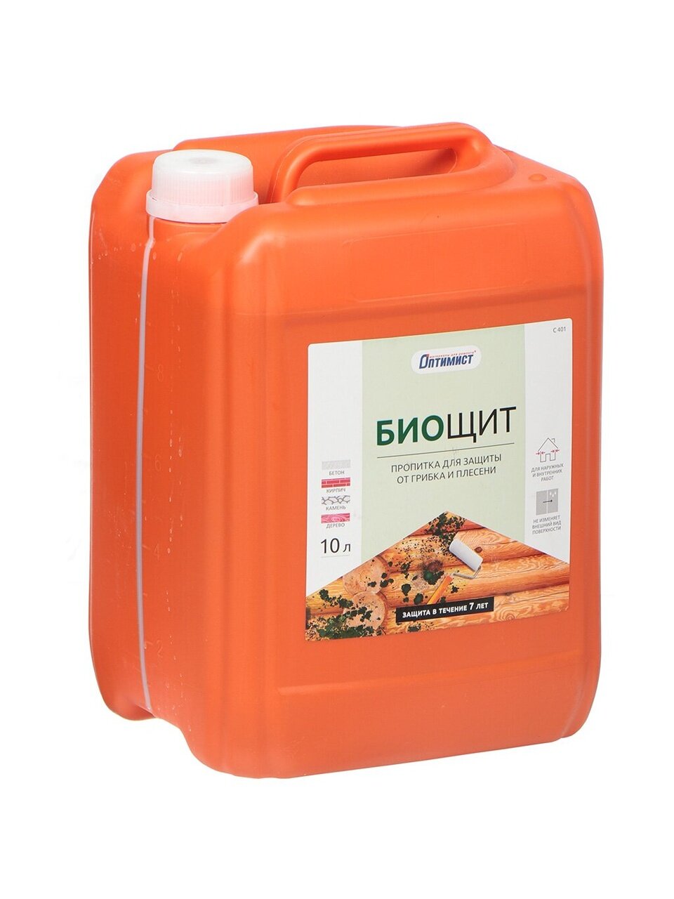 Антисептик для дерева и камня Оптимист Биощит 10л, защита от плесени и насекомых
