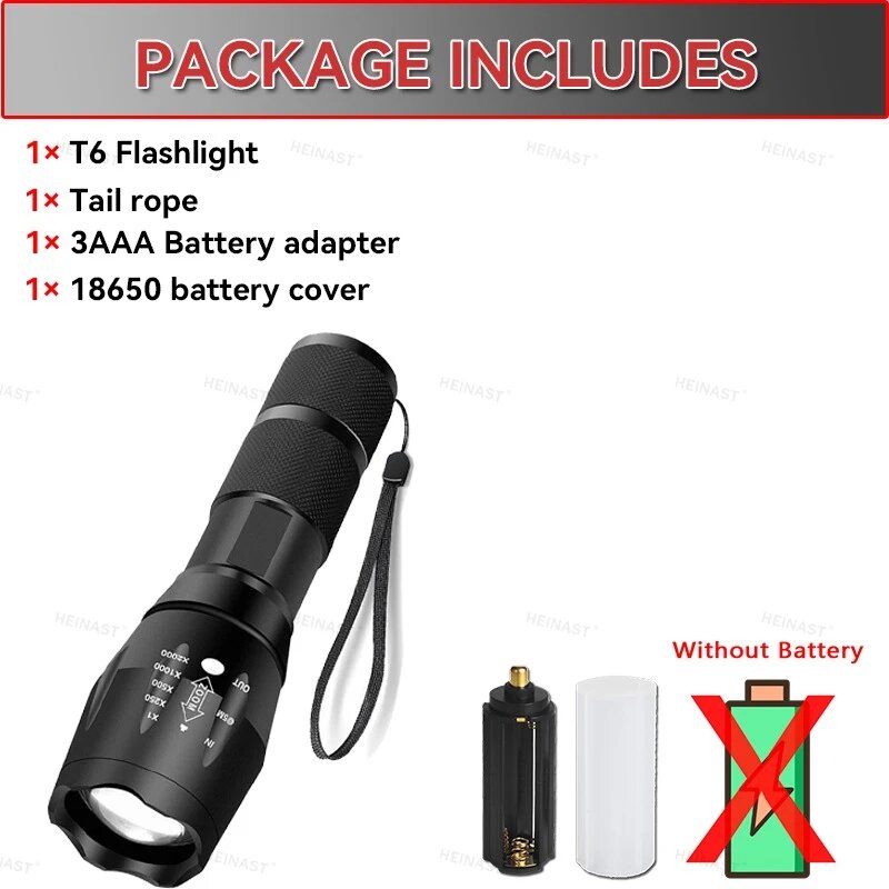 Heinast T6 LED Фонарь 1200 Лм, T6 No Battery kit
