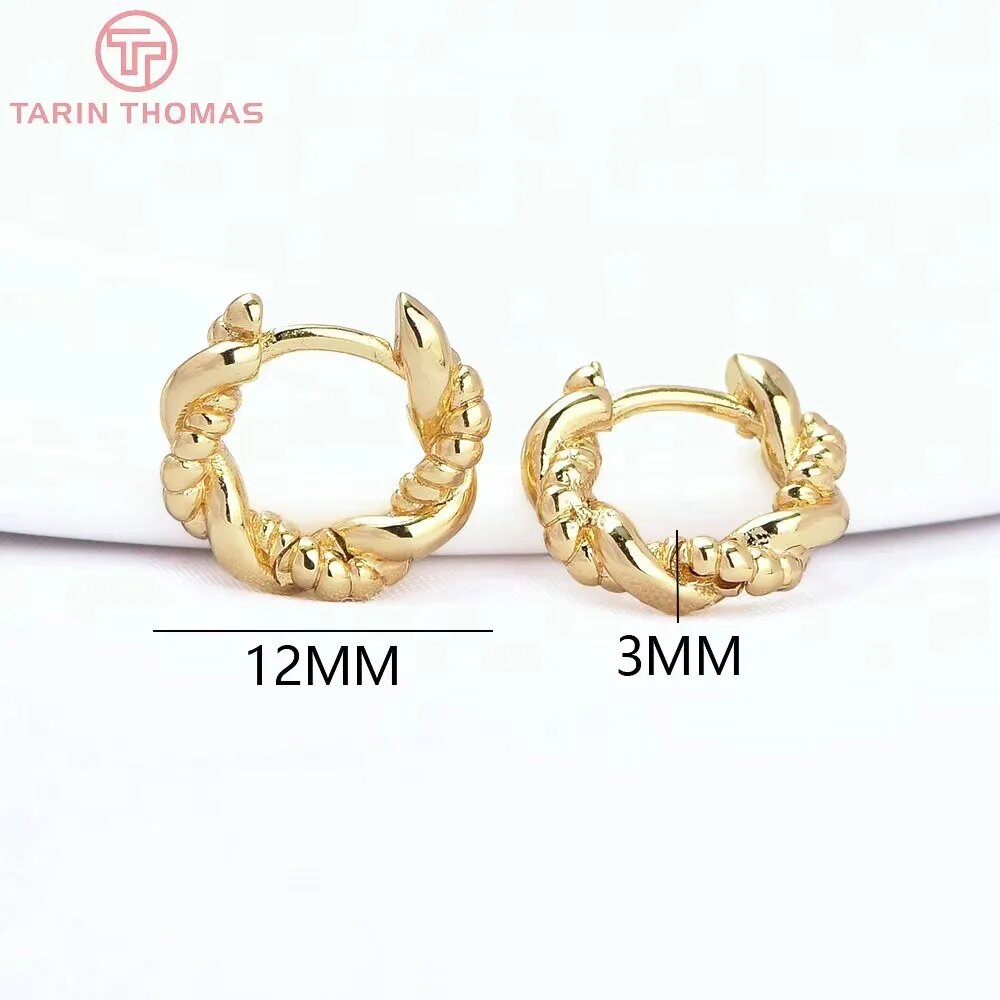 Серьги-кольца TARIN THOMAS, золотые, 12 мм и 3 мм, 8452-6PCS