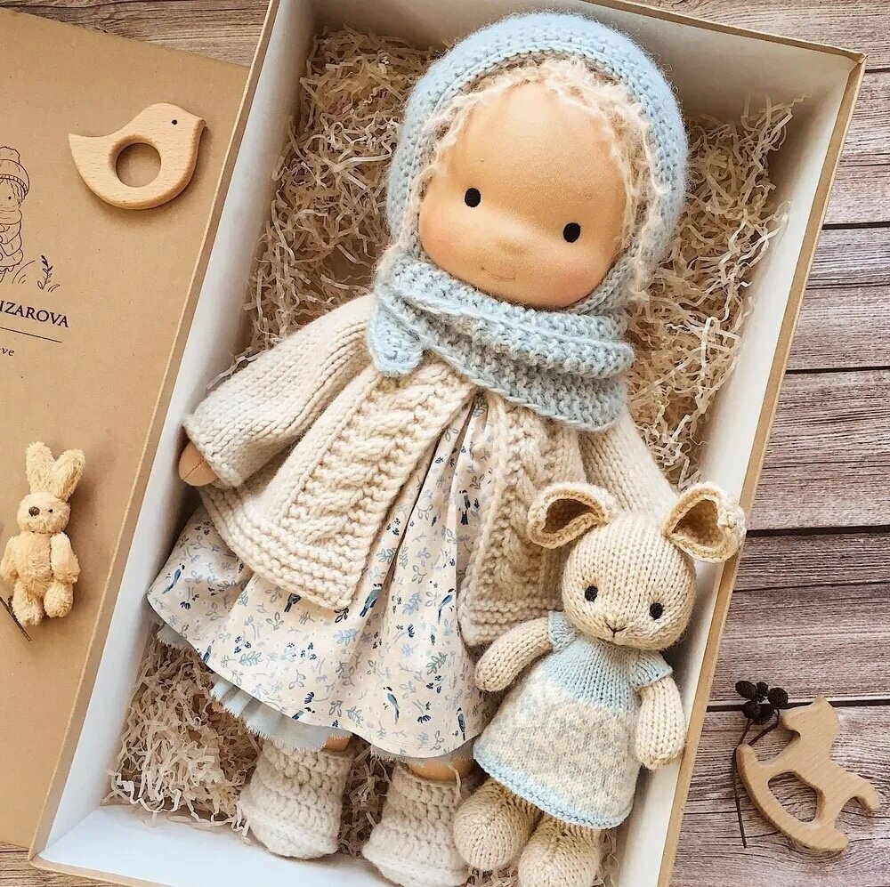 Waldorfdoll Кукла для девочки мягкая с одеждой текстильная тряпичная с длинными волосами интерьерная ручной работы