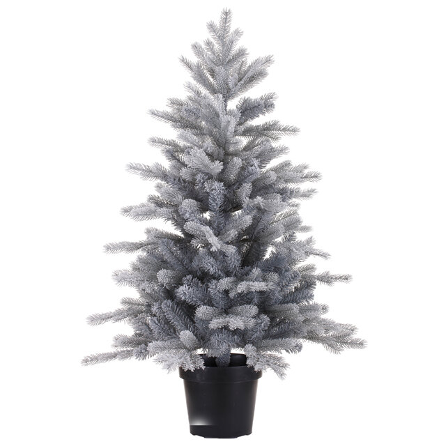 Настольная елка Грандис заиндевелая 90 см в горшочке, литая + ПВХ, Kaemingk, 681484