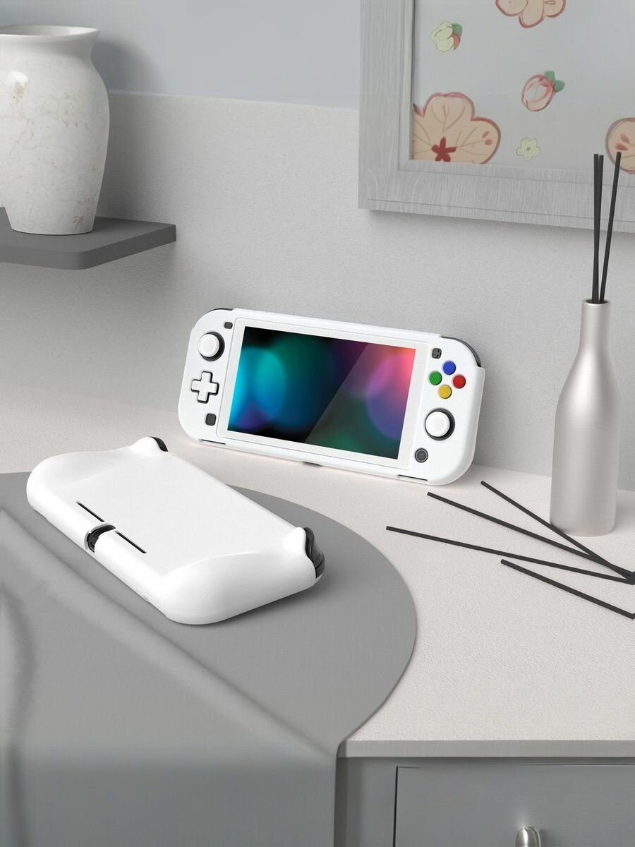 PlayVital ZealProtect чехол для Nintendo Switch Lite, эргономичный жёсткий корпус с плёнкой и накладками, Белый