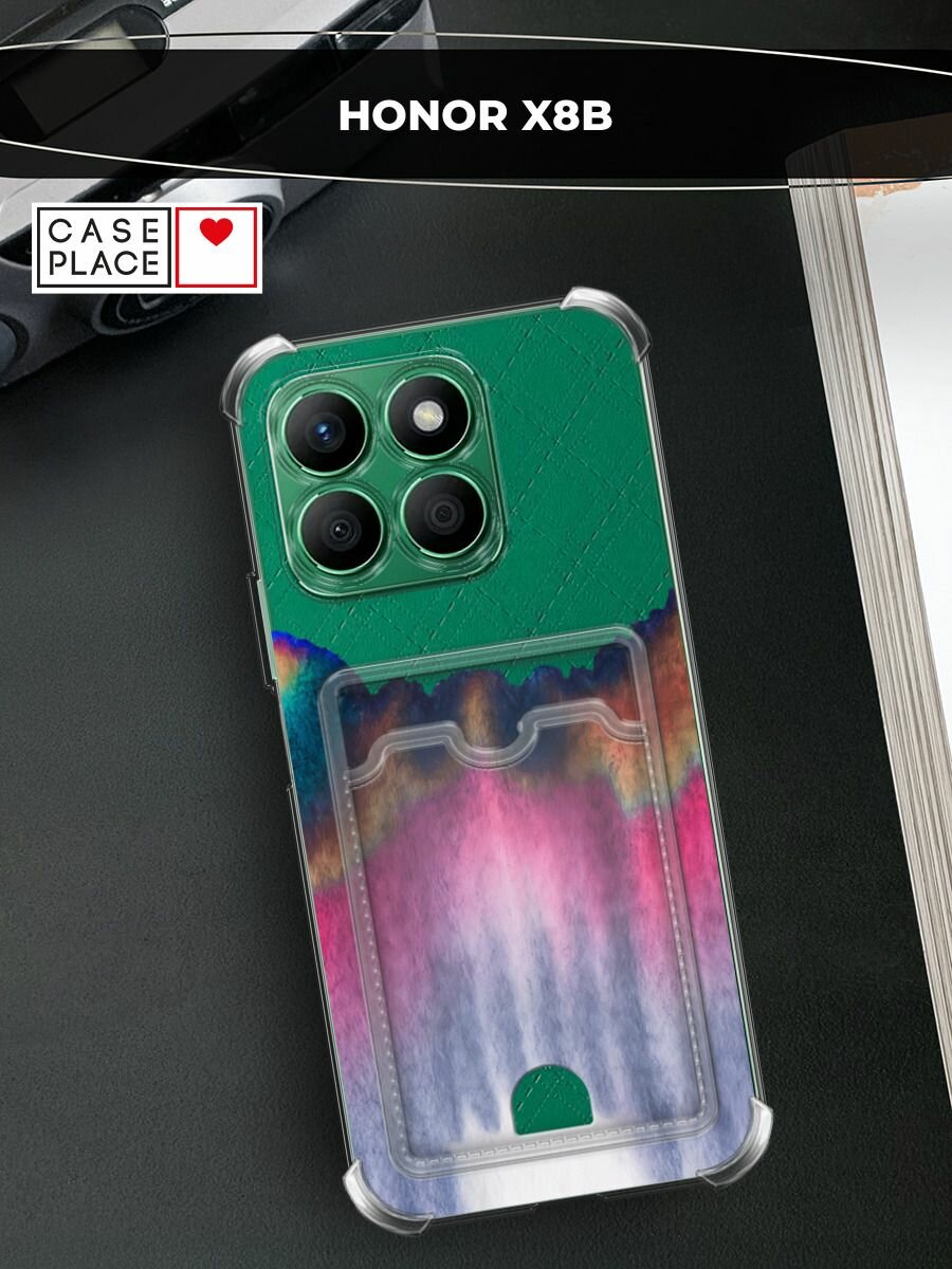 Чехол на Honor X8b (Хонор X8B) с картой и принтом Акварельная абстракция