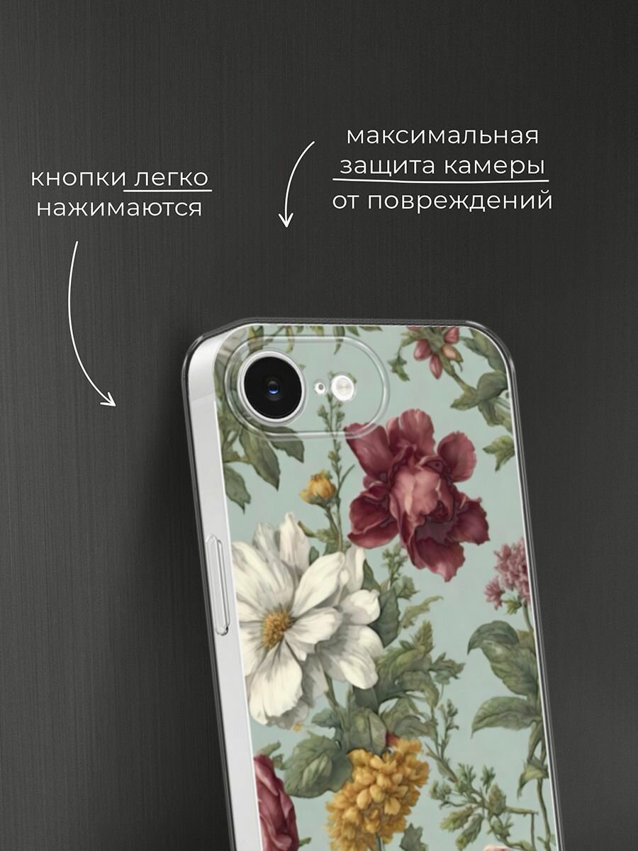 Чехол на Apple iPhone 16e/17e / Айфон 16е/17e с принтом Акварельные красные цветы — фото 1